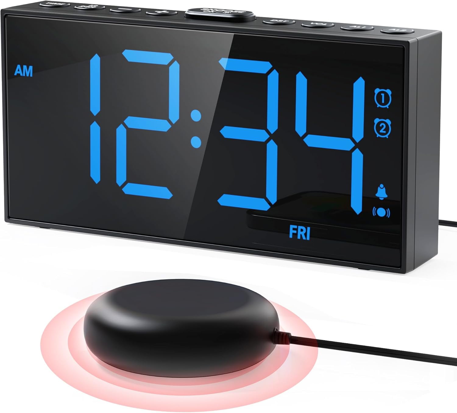 Alarm Clock for Bedroom, 2 Alarms Loud LED Big Display Plug in Simple ...
