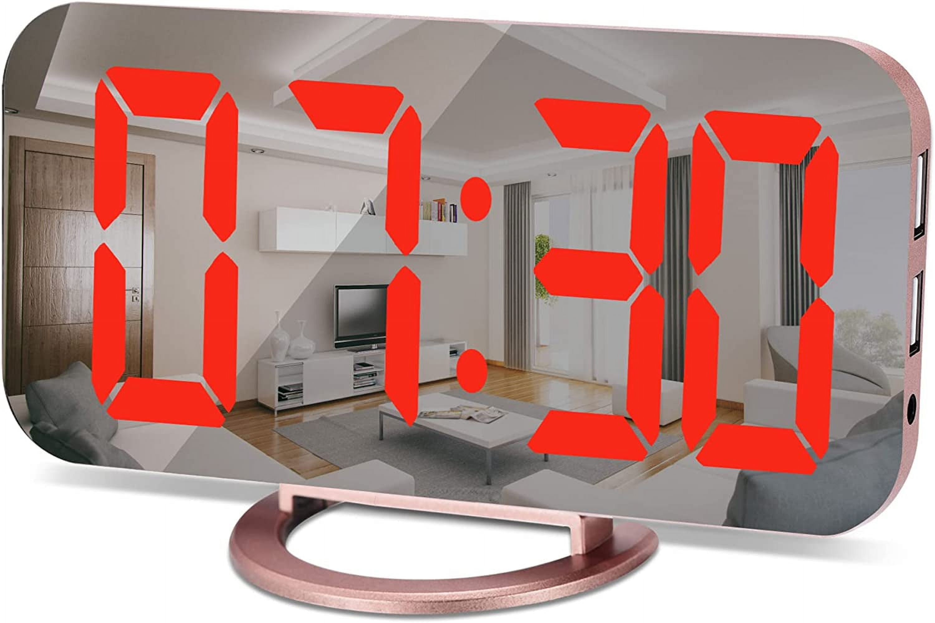 Alarm Clock for Bedroom,6.5" LED and Mirror Digital Clocks Large ...
