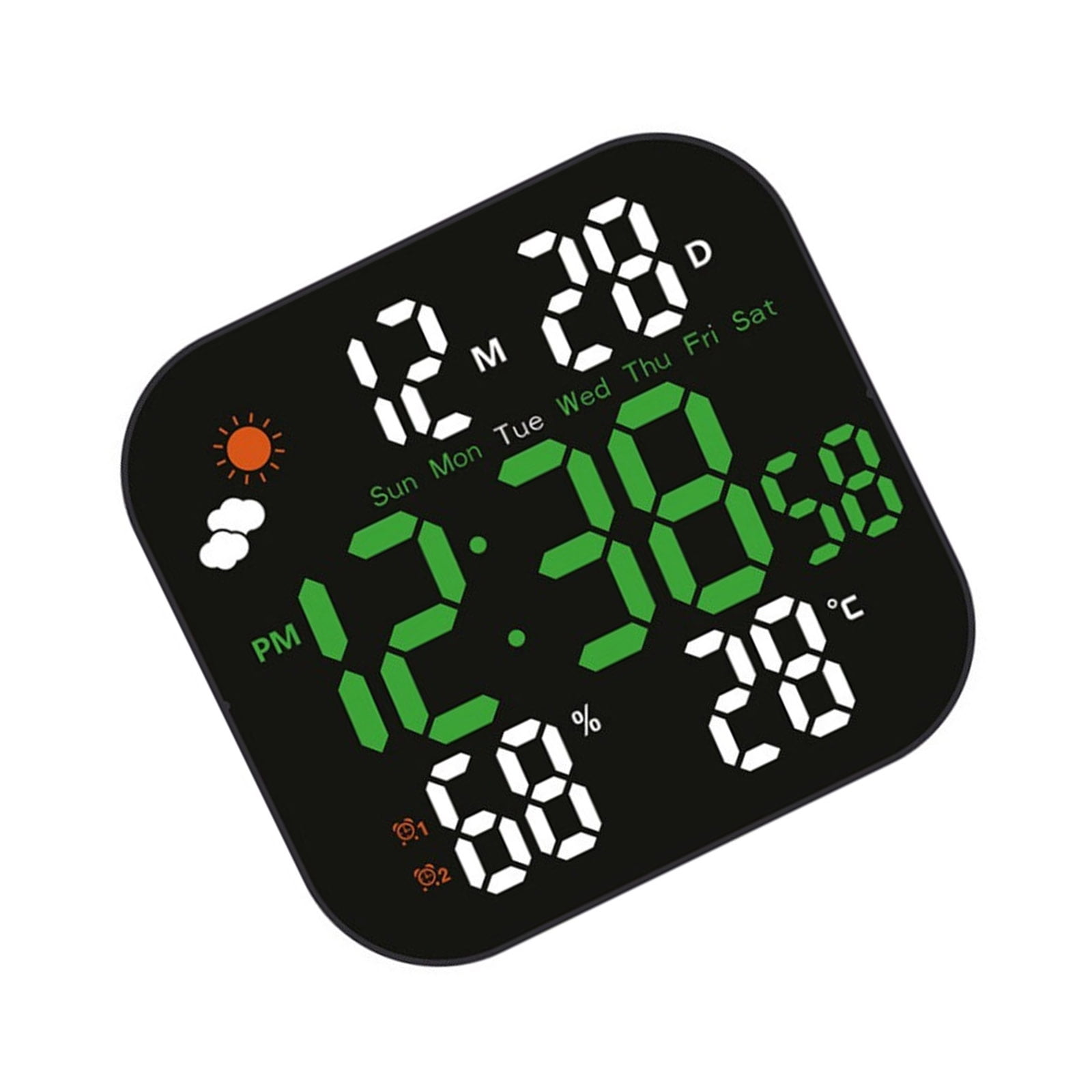 Alarm Clock Bedroom Desk Clock LED Digital Weather Clocks with Date ...