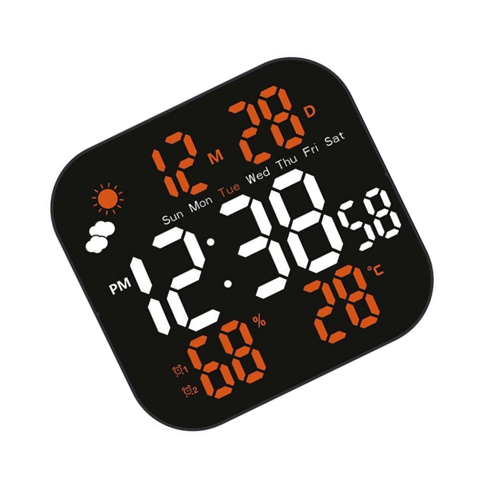 Alarm Clock Bedroom Desk Clock LED Digital Weather Clocks with Date ...