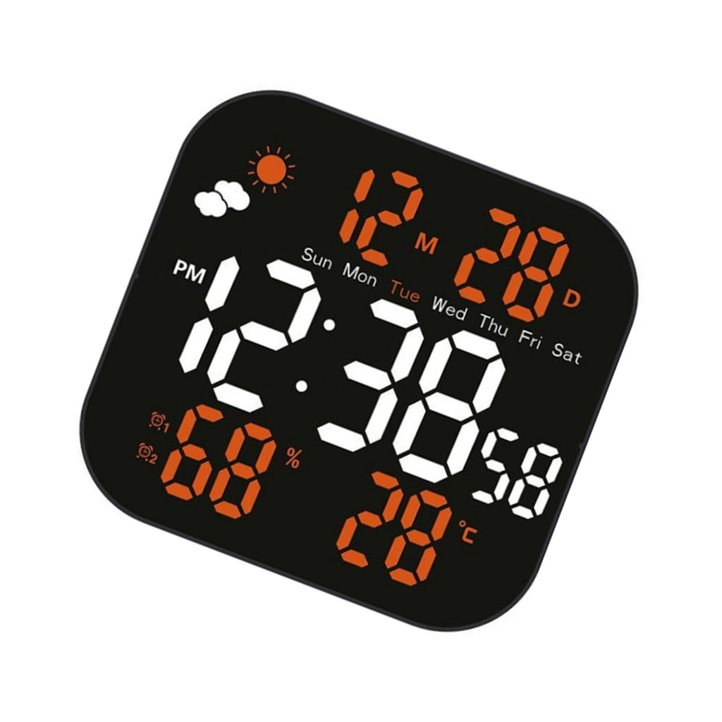 Alarm Clock Bedroom Desk Clock LED Digital Weather Clocks with Date ...