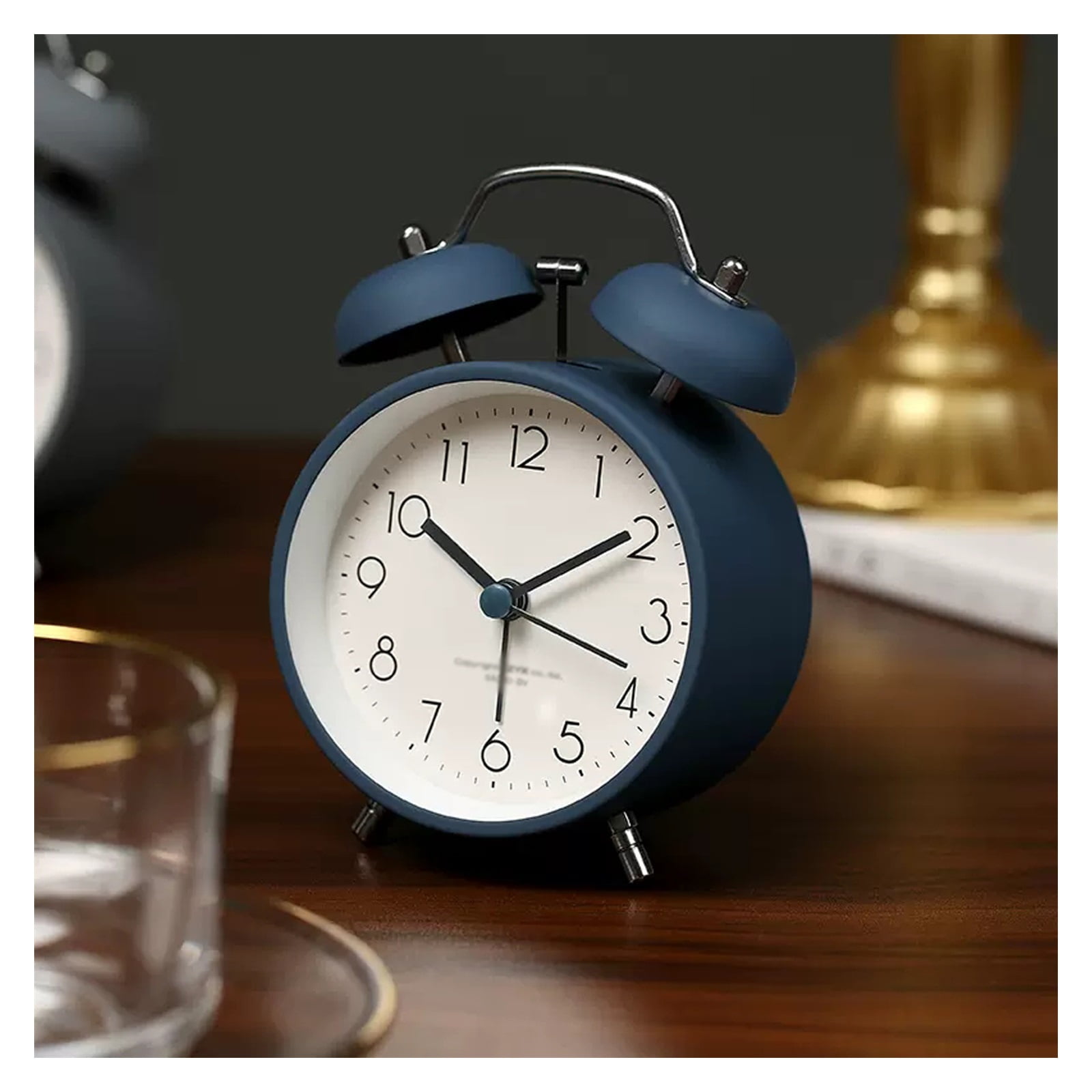 Alarm Clock Bedside 3 inch Super Silent Non-Ticking Twin Bell Alarm ...