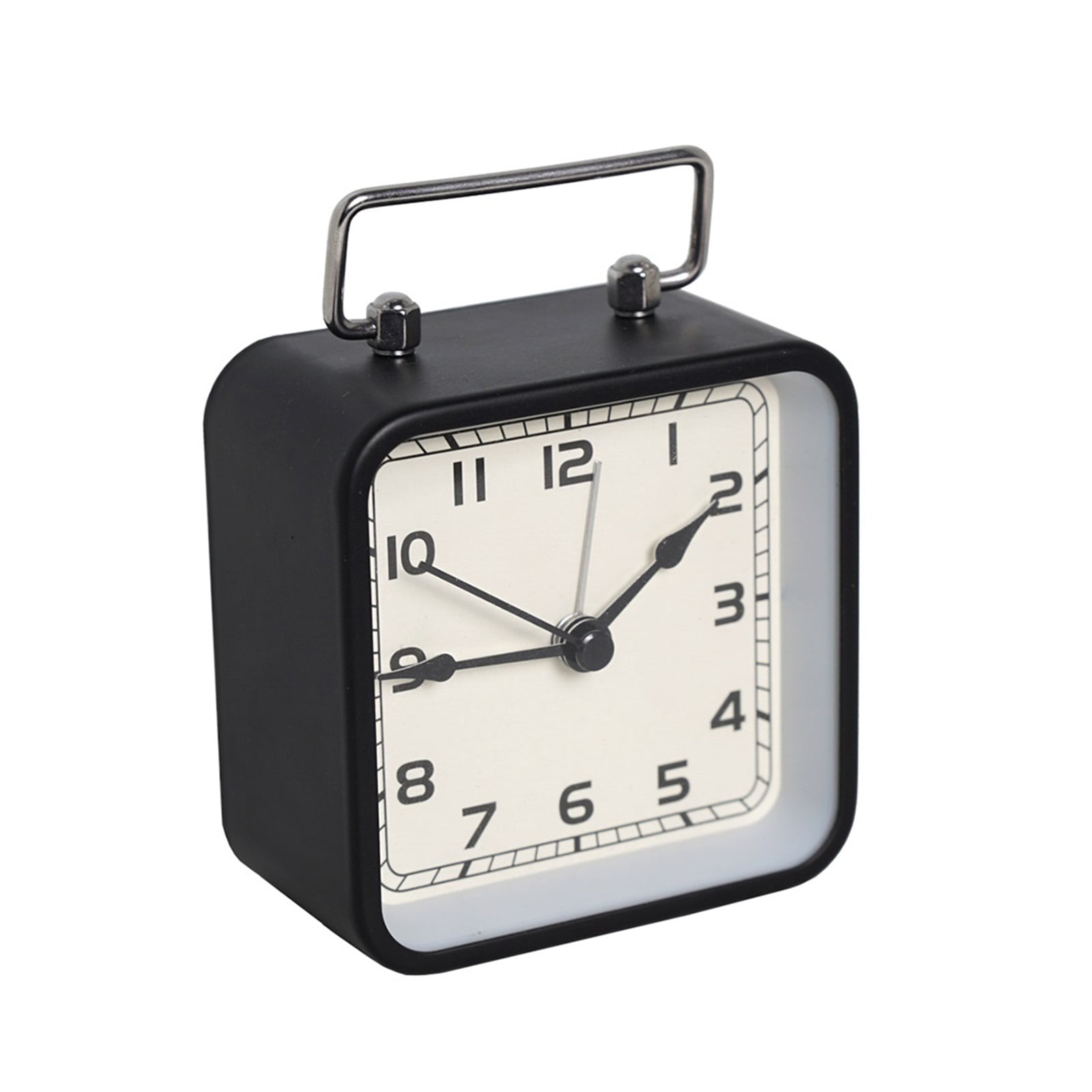 Alarm Clock Bedside Metal Square Small Alarm Clock Desktop Silent Clock ...