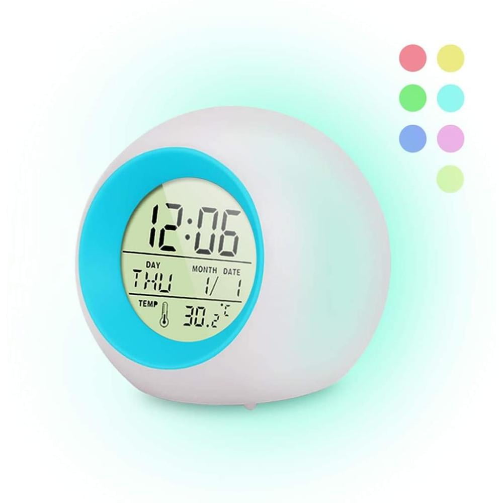 Alarm Clock Children, 7 Color Changing Light Alarm Clock LED for ...