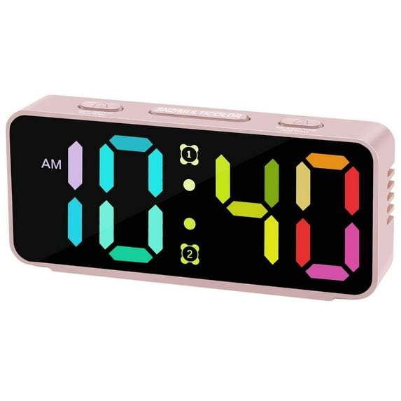 Alarm Clock Dynamic Color Display for Bedroom with Double Alarms and ...