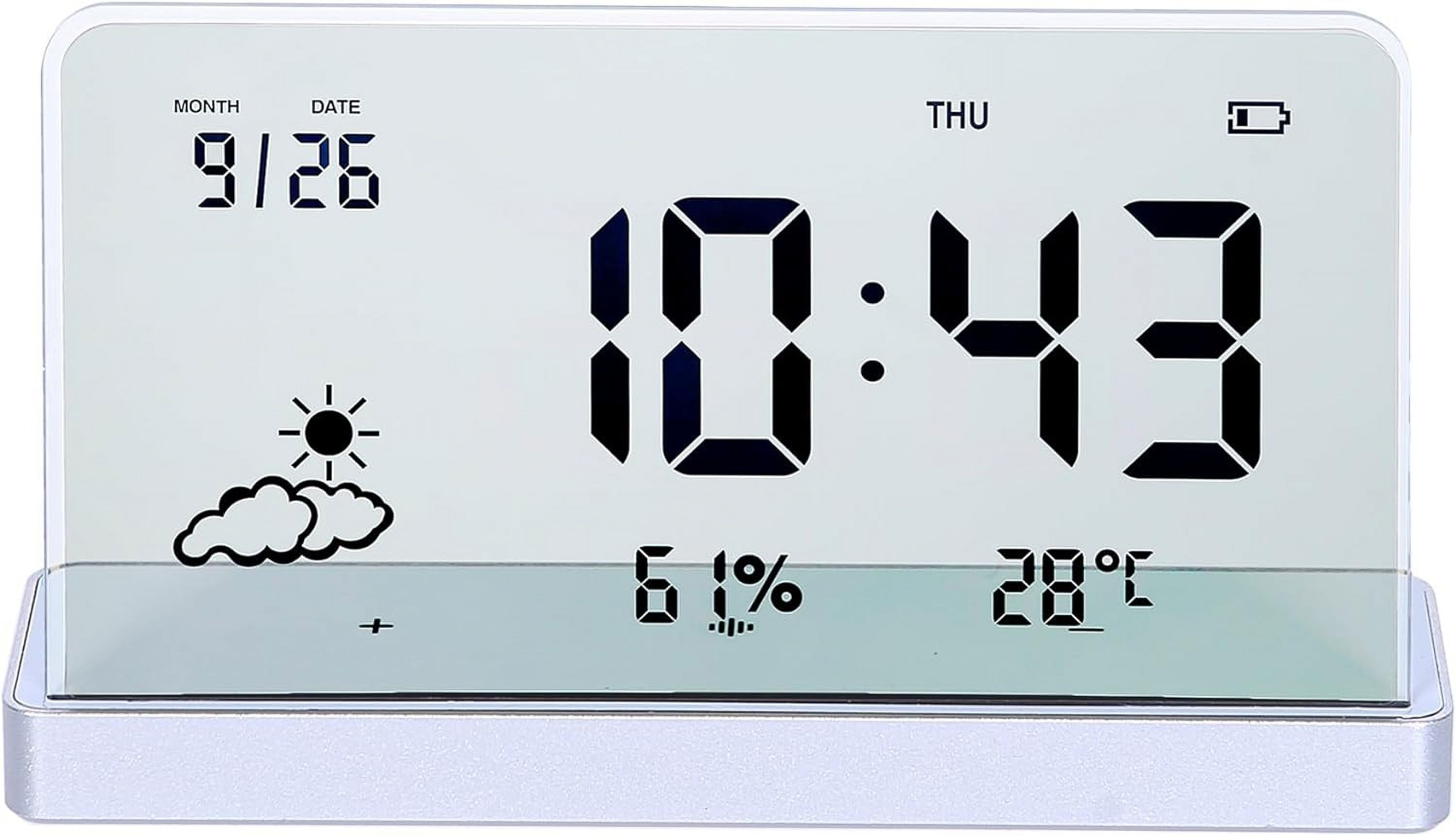 Alarm Clock For Bedroom, 3 Lould Alarms, Transparent Lcd Display With ...