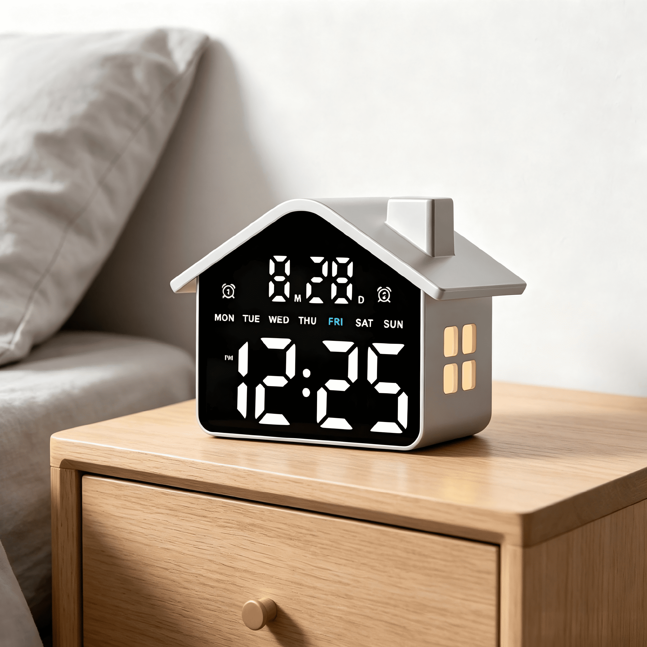 Alarm Clock House Shaped, Alarm Clocks for Bedroom LED Electronic Clock ...
