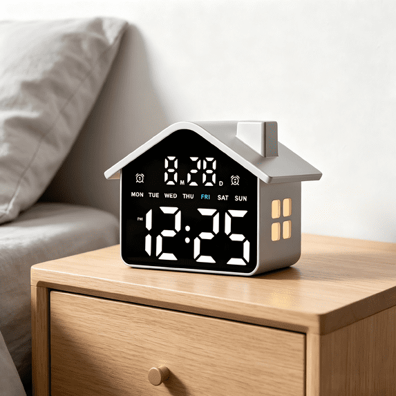 Alarm Clock House Shaped, Alarm Clocks for Bedroom LED Electronic Clock ...