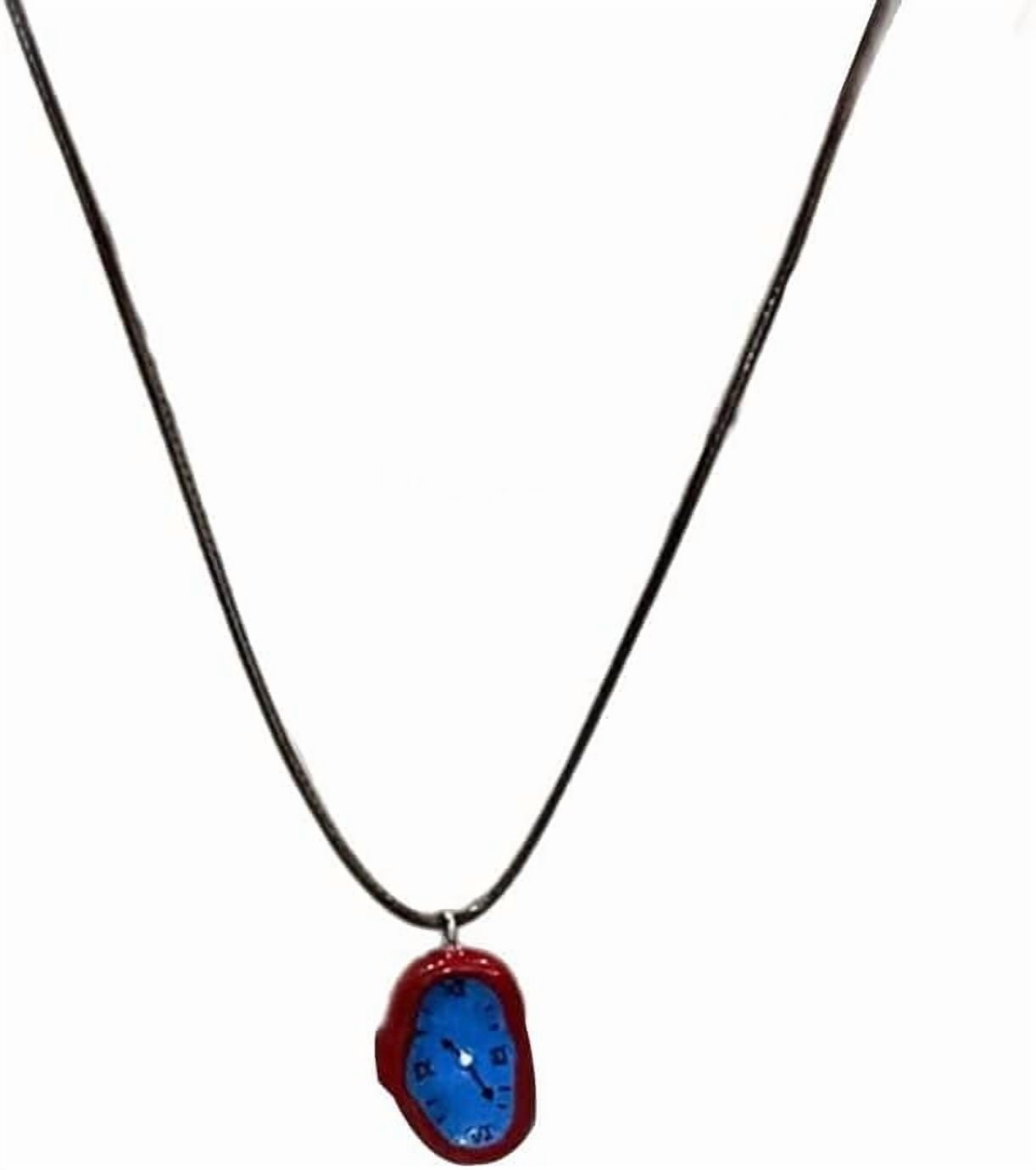 Alarm Clock Pendant Necklace Red Blue Color Block Clock Pendant ...