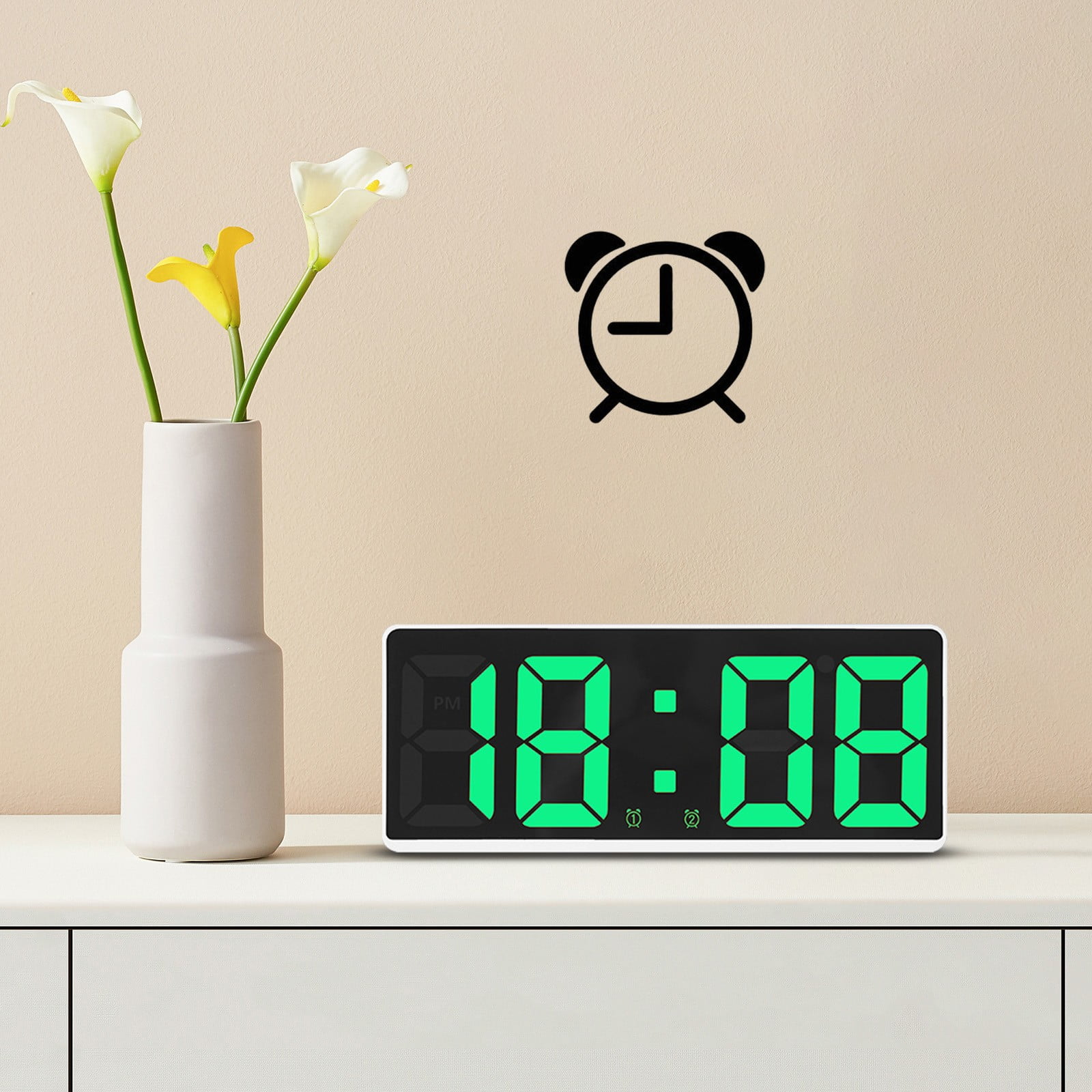 Qwtwty Digital Alarm Clock Simples LED Display Alarm Clock for Bedroom ...