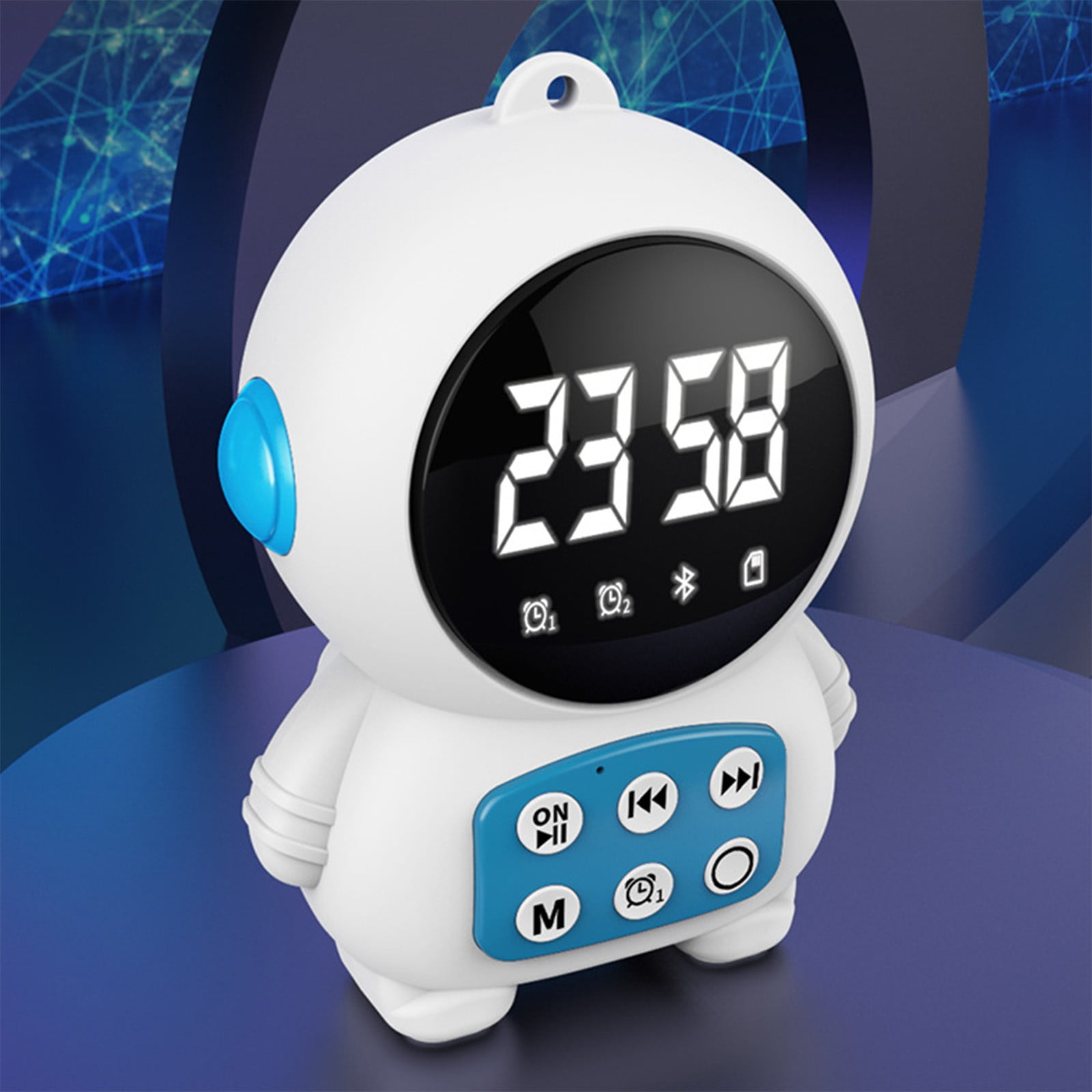Alarm Clock Qwtwty Space Robot Desktop Speaker Clock Alarm Radio ...