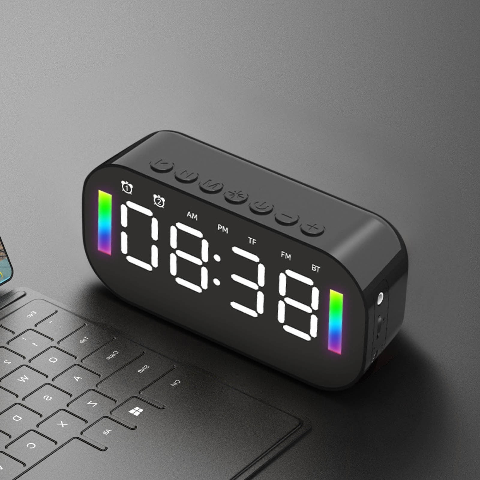 Alarm Clock Qwtwty Wireless Bluetooth Speaker with FM Radio Mini ...