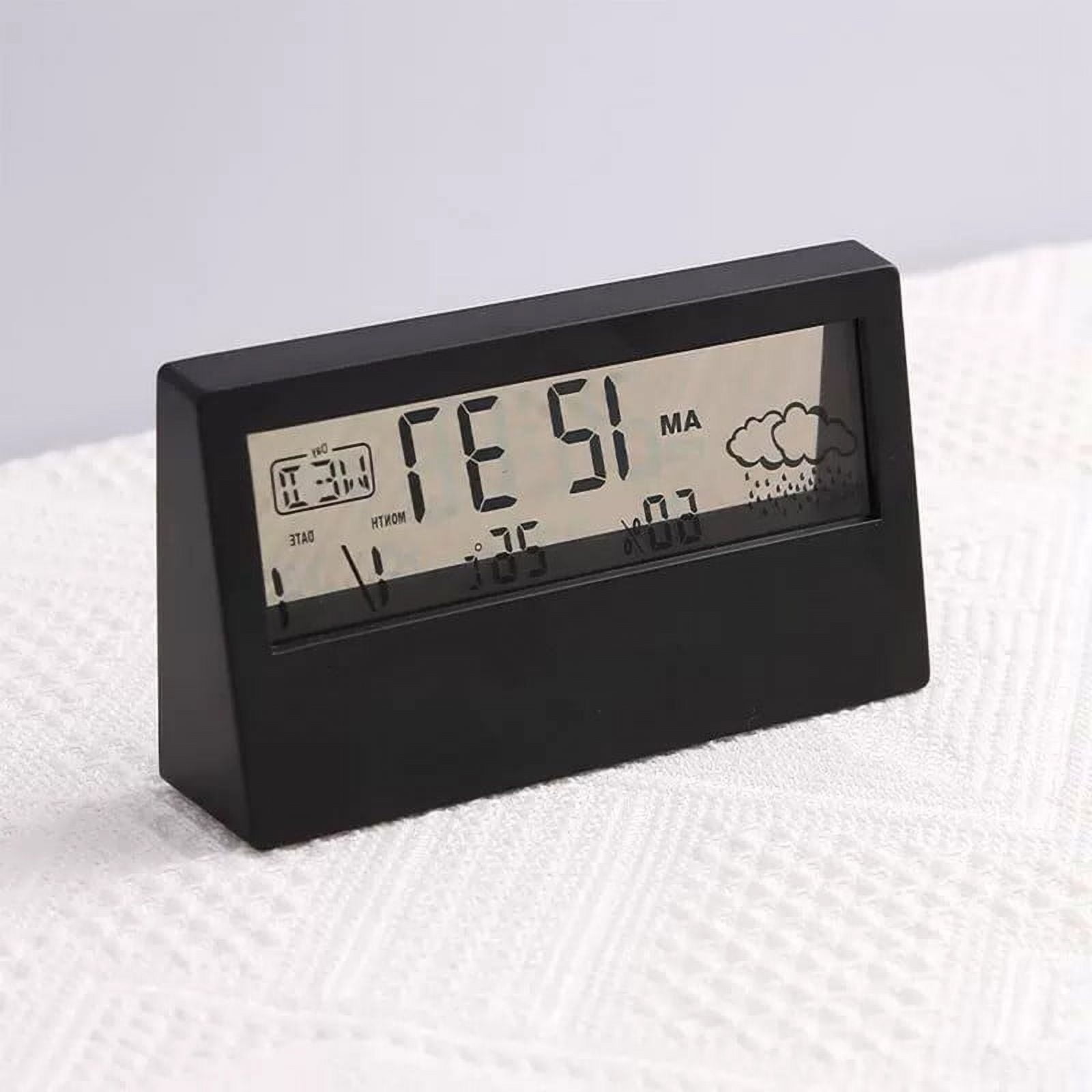 Alarm Clock, Transparent Modern Design, Temperature, Humidity, Snooze ...