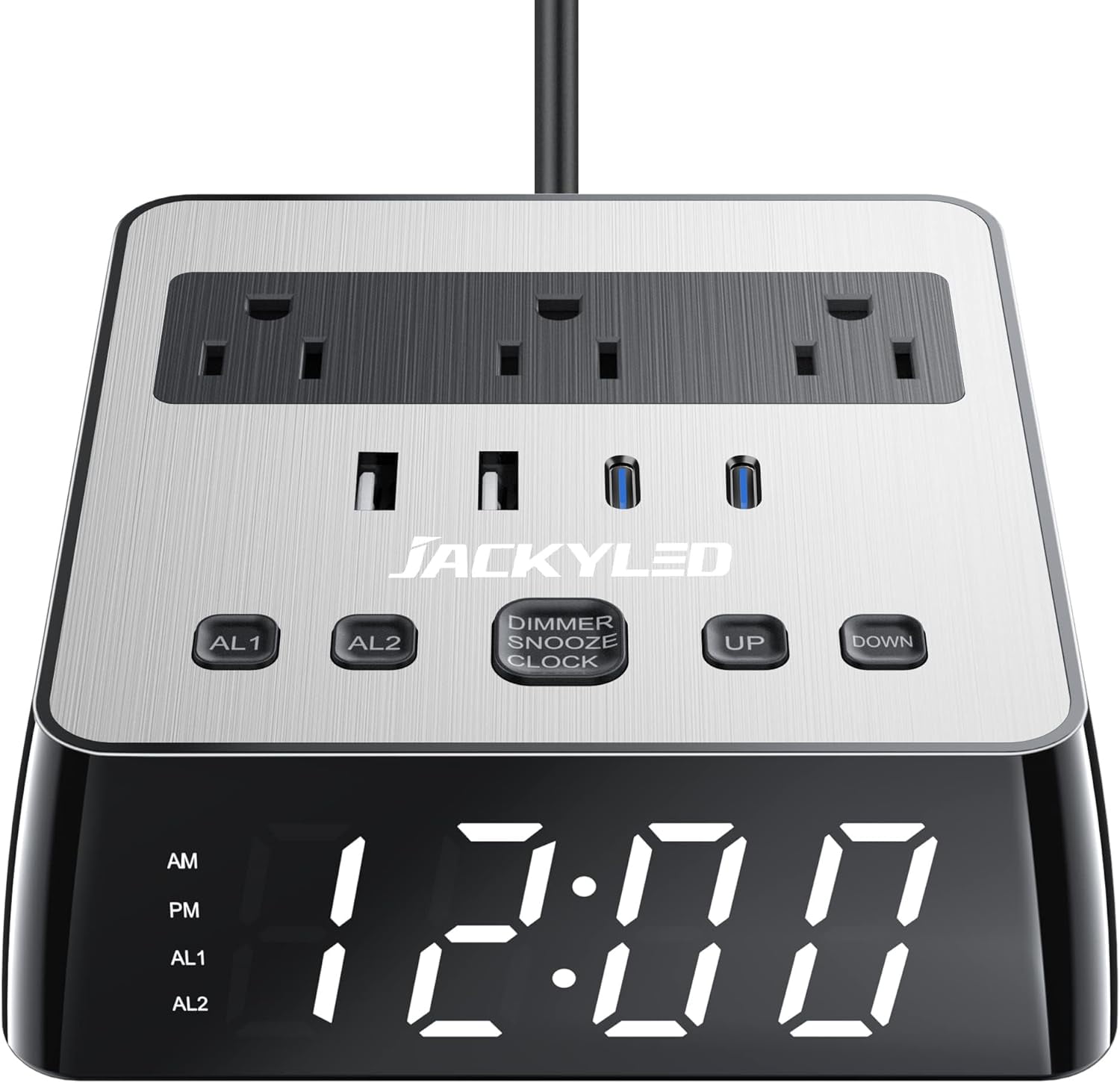 Alarm Clock with USB Charger Power Strip Total 4.8A USB Ports LED Full ...