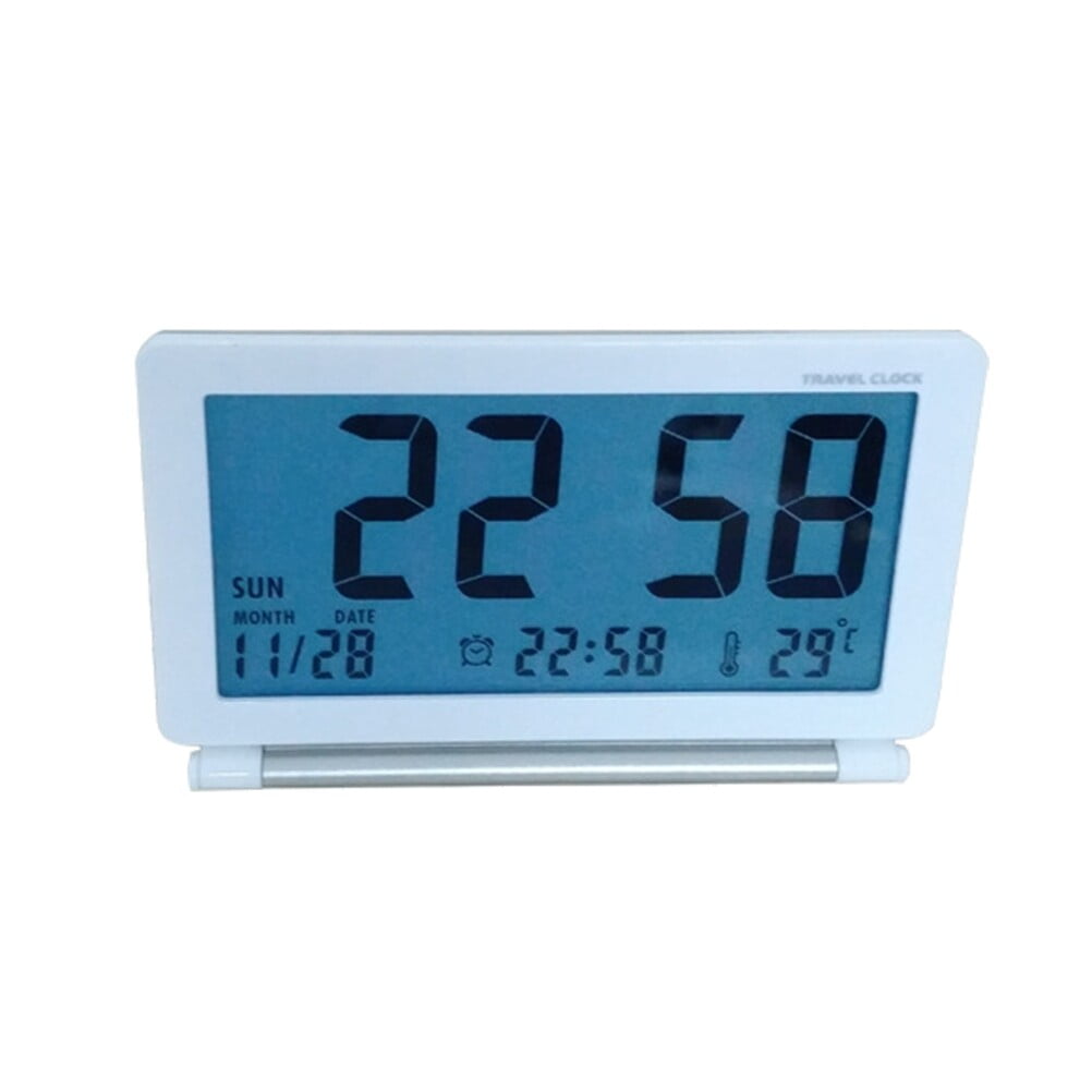 Alarm Clock Ultra-thin Portable Folding Silent Desktop Clock with Time ...