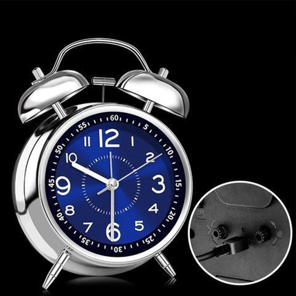 Alarm Clock Vintage Silent Non-Ticking Extra Loud Rechargeable Clock ...