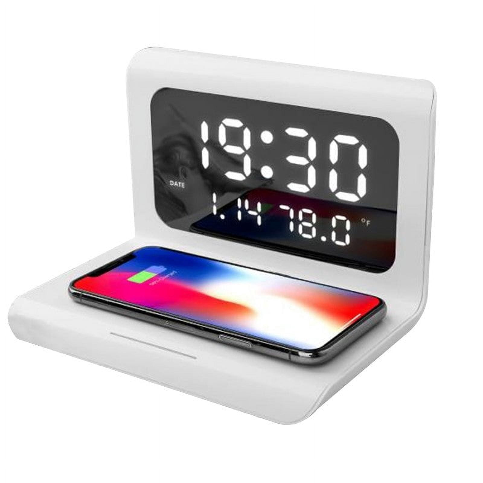 Alarm Clock Wireless Charger 10W LED Display Temperature Protection ...