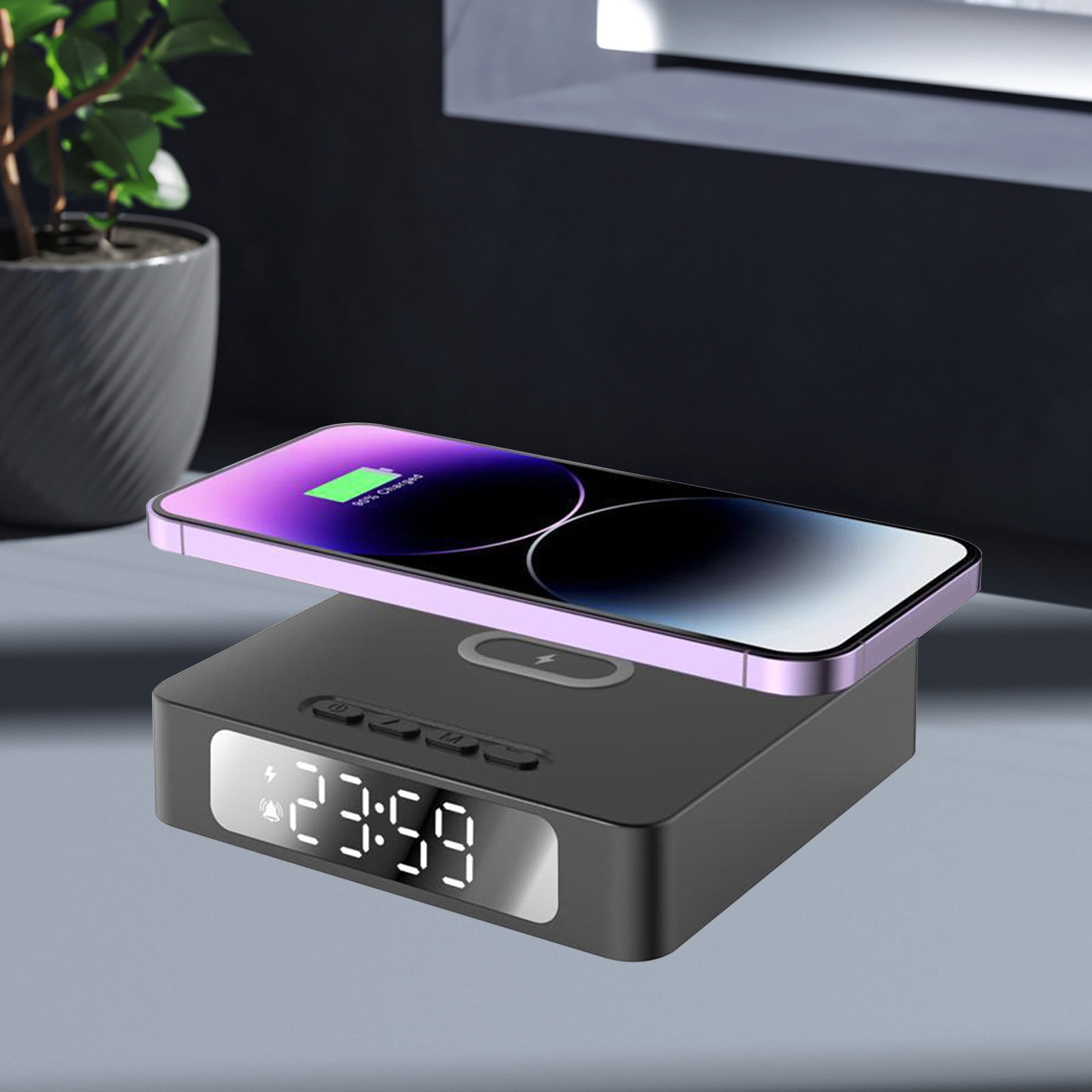 Alarm Clock with Wireless Charger, InsCrazy Multi Functional Clock ...