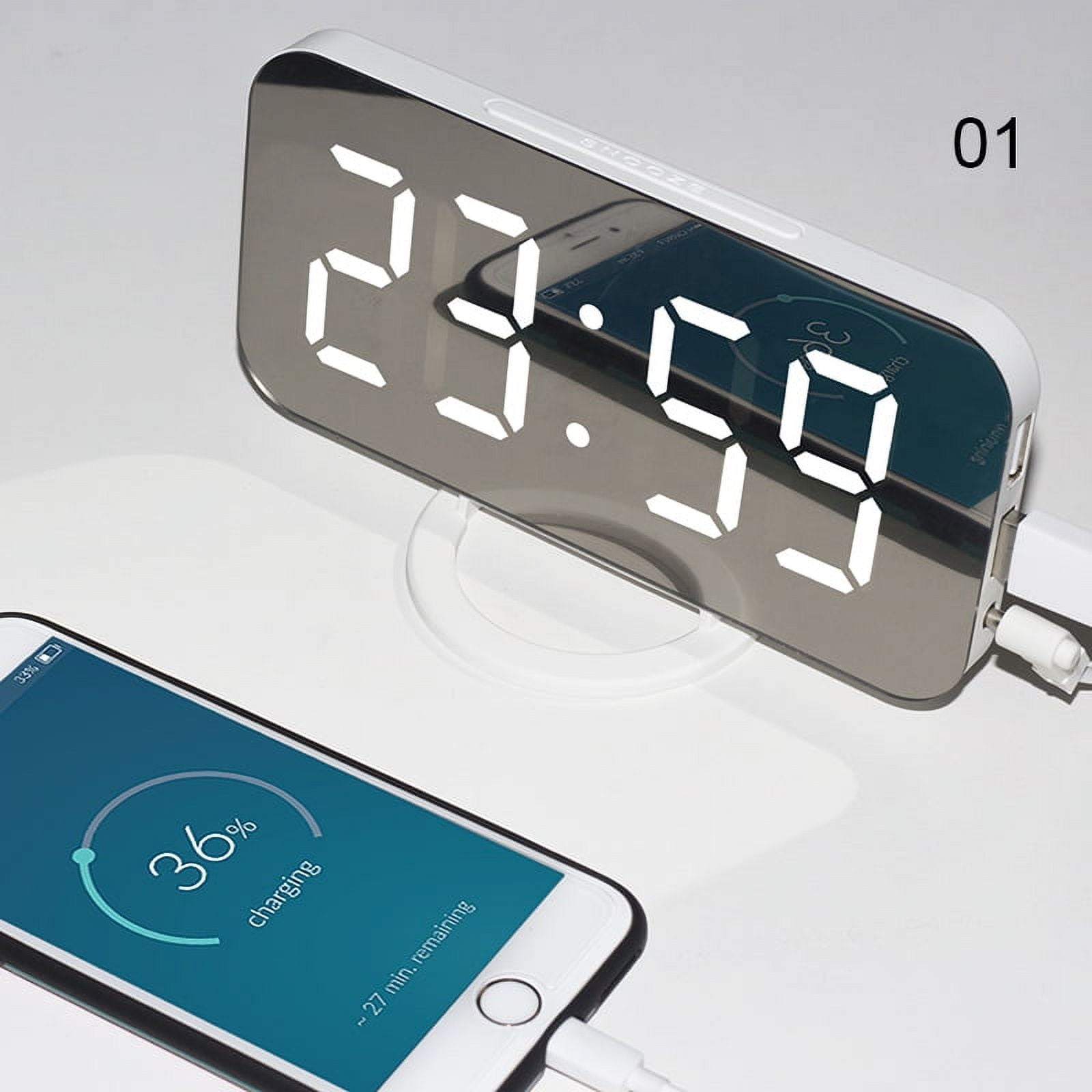 Alarm Clock and Charger Dock 2 In 1 Digital Clock Can Charge Phone LED ...
