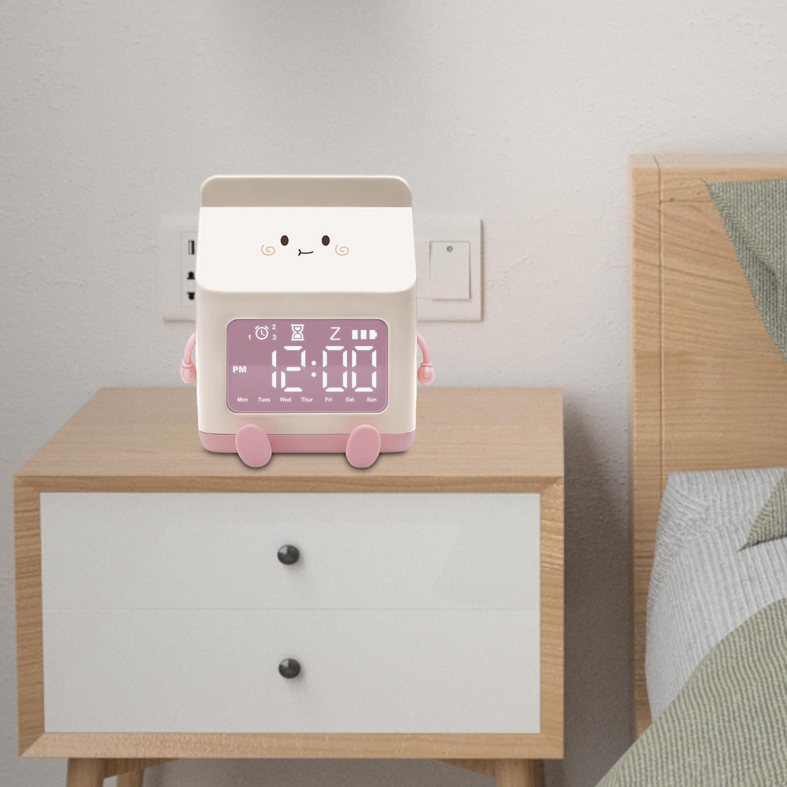 Alarm Clock for Bedroom Week Display Cartoon Creative Digital Clock for ...
