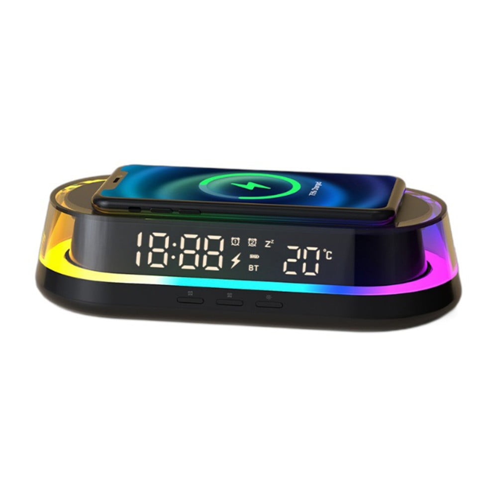 Alarm Clock for Bedrooms,15W with USB wireless Charging Port Nightlight ...