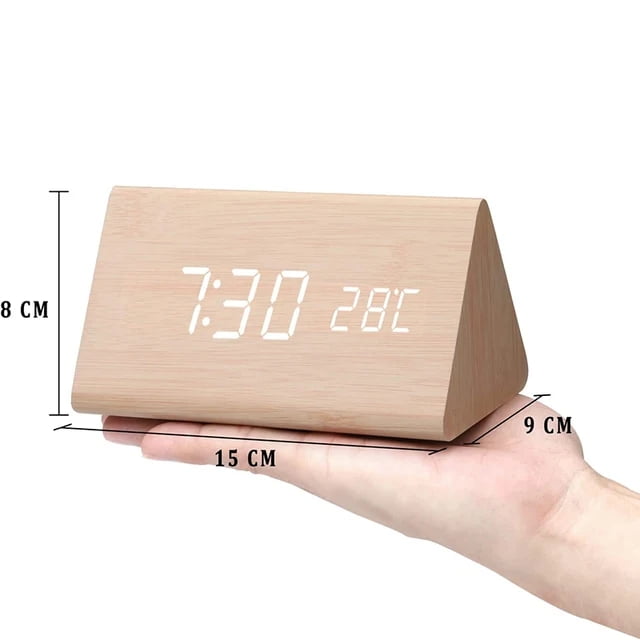 Alarm Clock for Bedrooms Bedside Table Wooden Desk Decor Wake Up Table ...
