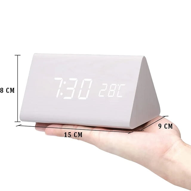 Alarm Clock for Bedrooms Bedside Table Wooden Desk Decor Wake Up Table ...