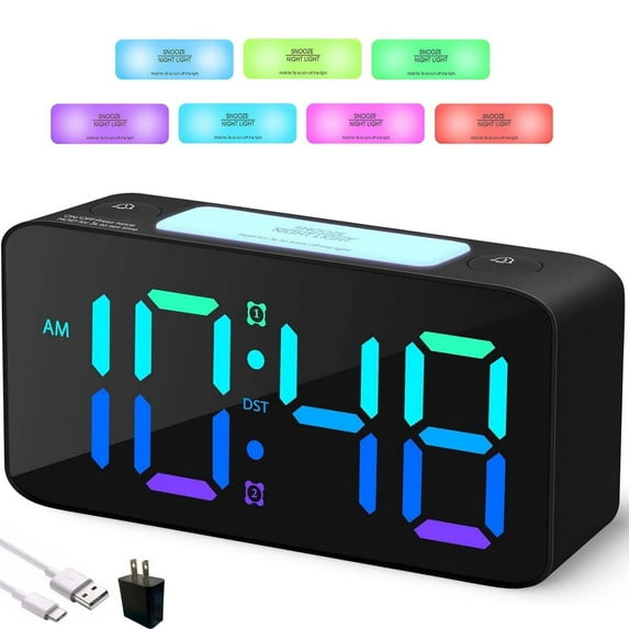 Alarm Clock for Heavy Sleepers, Loud Digital Bedroom & Desk Clock with ...