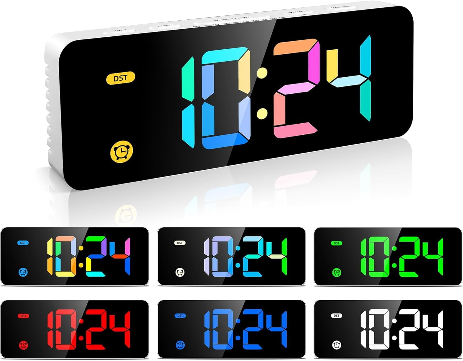 Alarm Clock for Kids -Digital Clock with 7 Color, 4 Dimmable Backlight ...