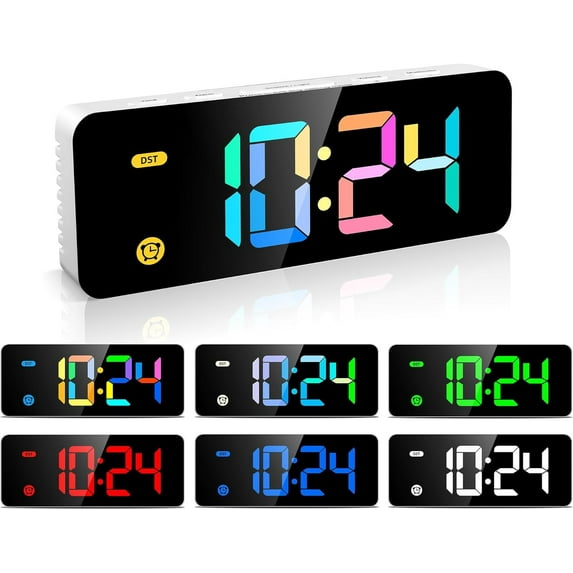 Alarm Clock for Kids -Digital Clock with 7 Color, 4 Dimmable Backlight ...
