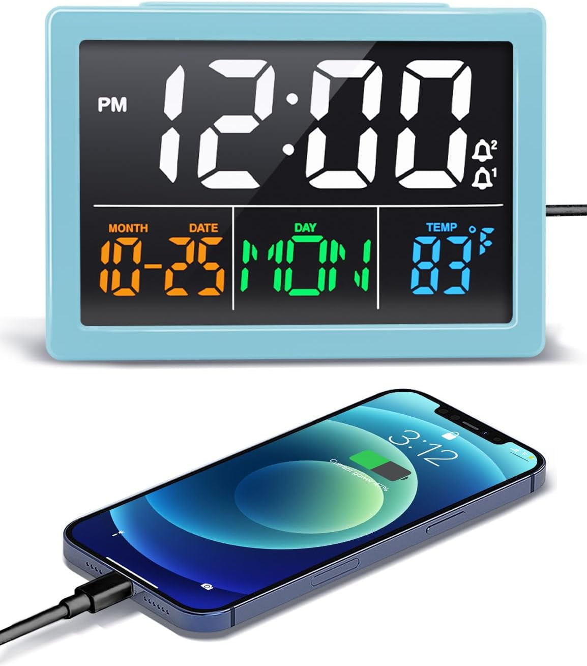 Alarm Clock, with 5.5" Large LED Time Display, Adjustable Alarm Volume ...