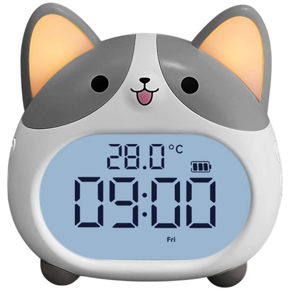 Alarm Clock with Night Light - Cute Dog Clock Rechargeable Battery ...