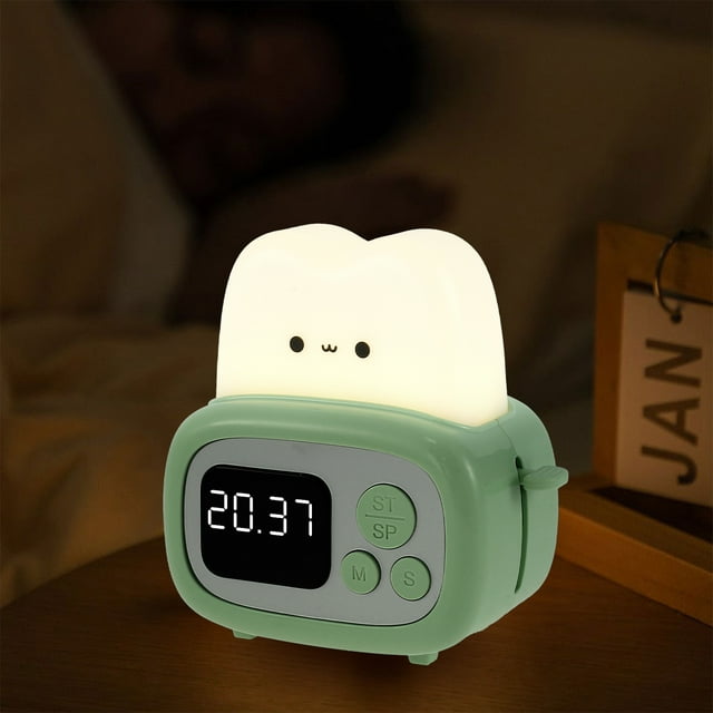 Alarm Clock with Night Light, Mini Toaster Shape Lamp with LED Alarm ...