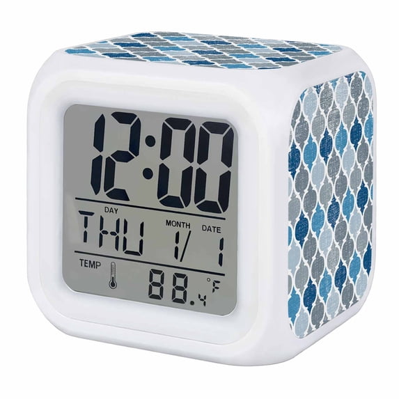 Alarm Clocks Abstract Geometric Morocco Pattern Digital Clock 7 Color ...
