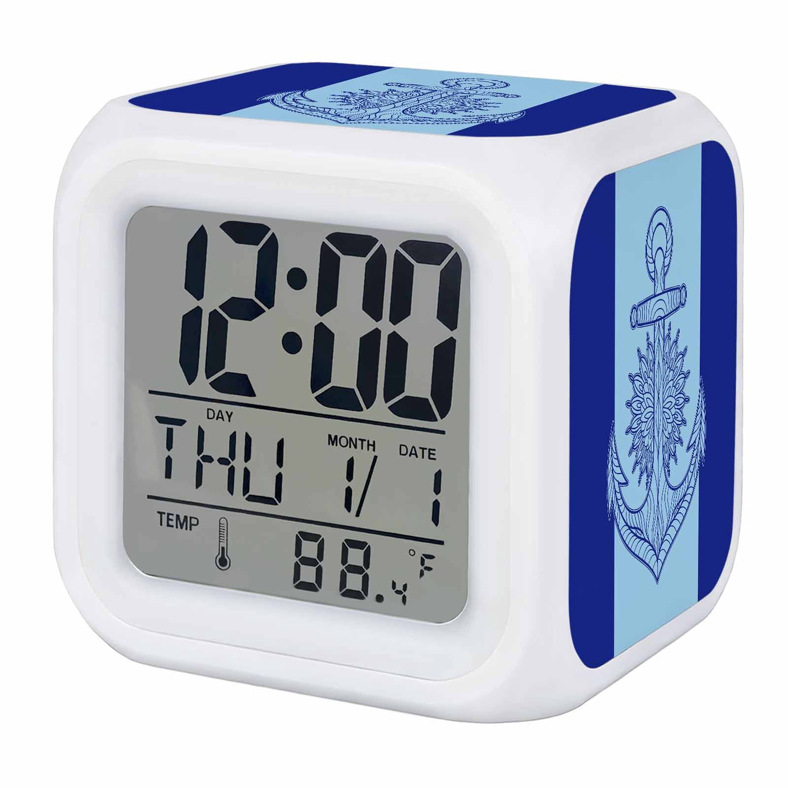 Alarm Clocks Anchor Digital Clock 7 Color LED Night Light Silent Non ...