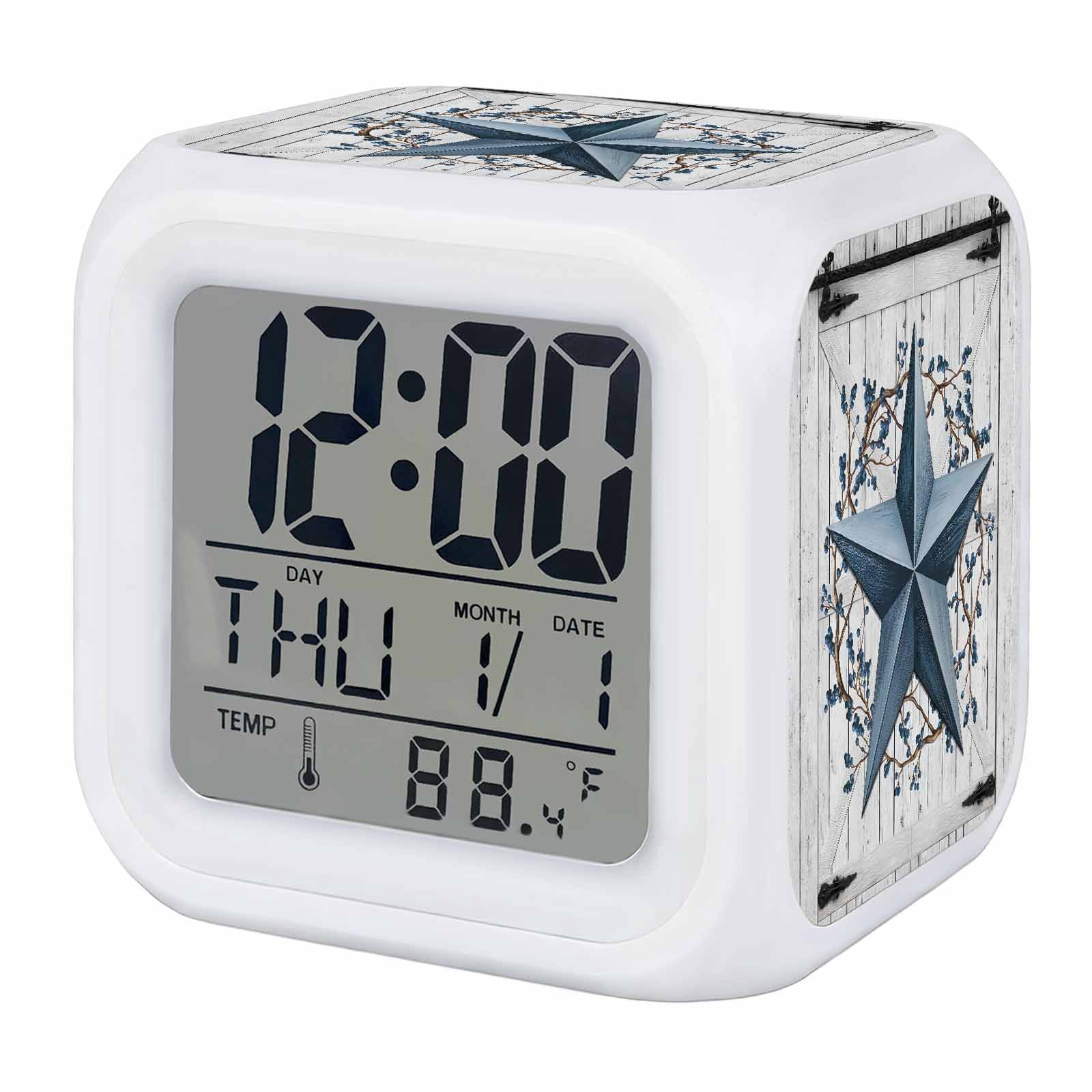 Alarm Clocks Blue Barn Star Berry Digital Clock 7 Color LED Night Light ...