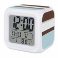 Alarm Clocks Blue Brown Geometric Digital Clock 7 Color LED Night Light ...