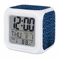 Alarm Clocks Blue Leopard Print Digital Clock 7 Color LED Night Light ...