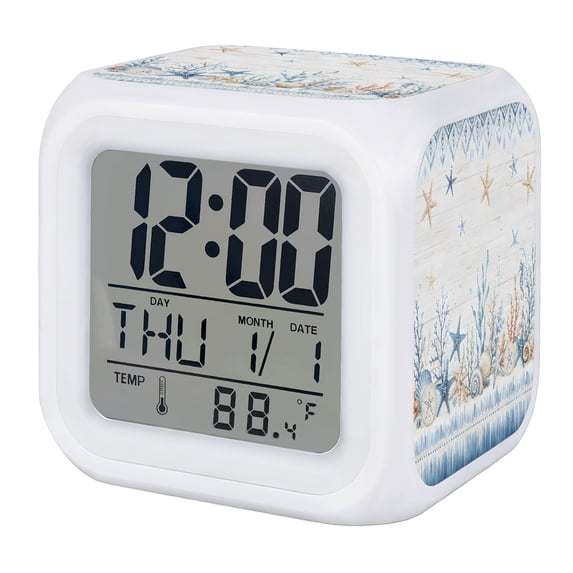 Alarm Clocks Blue Ocean Digital Clock 7 Color LED Night Light Silent ...