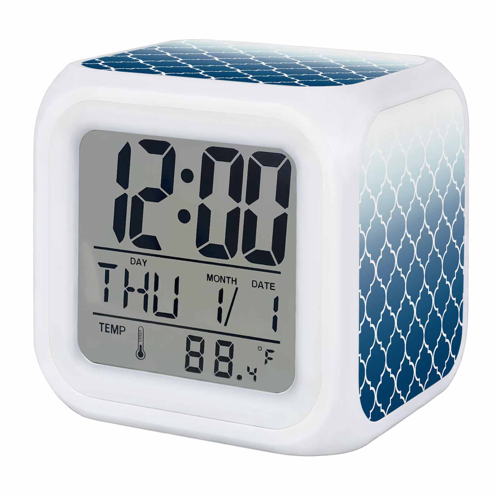 Alarm Clocks Blue Ombre Gradual Color Digital Clock 7 Color LED Night ...