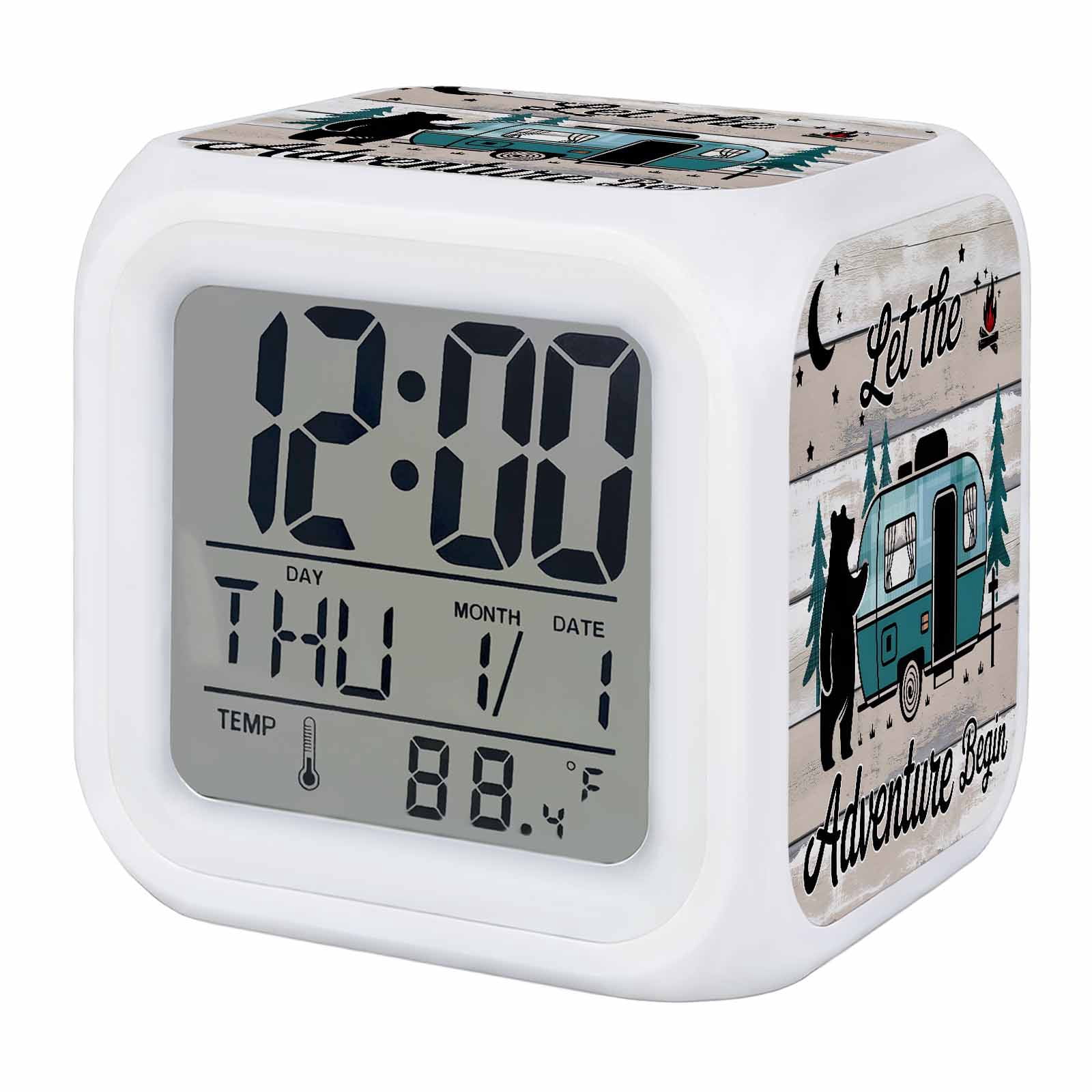Alarm Clocks Camper Van Bear Digital Clock 7 Color LED Night Light ...