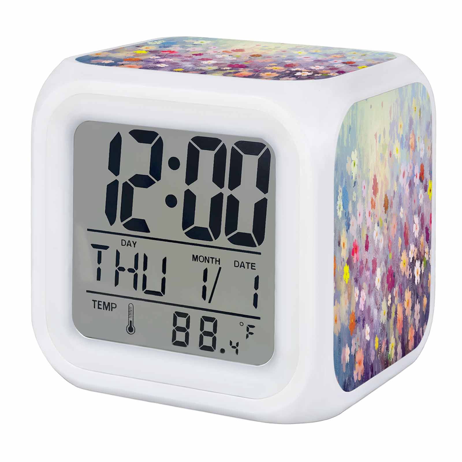 Alarm Clocks Full Abstract Plant Digital Clock 7 Color LED Night Light ...