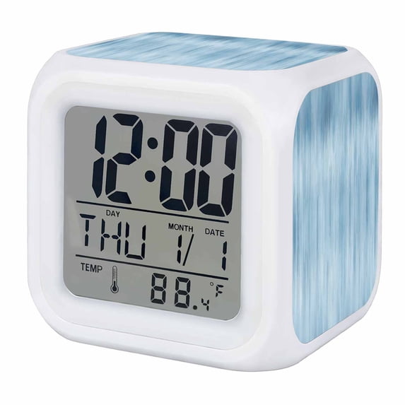 Alarm Clocks Grey Blue Digital Clock 7 Color LED Night Light Silent Non ...