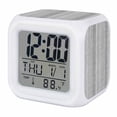 Alarm Clocks Grey Vertical Stripes Digital Clock 7 Color LED Night ...
