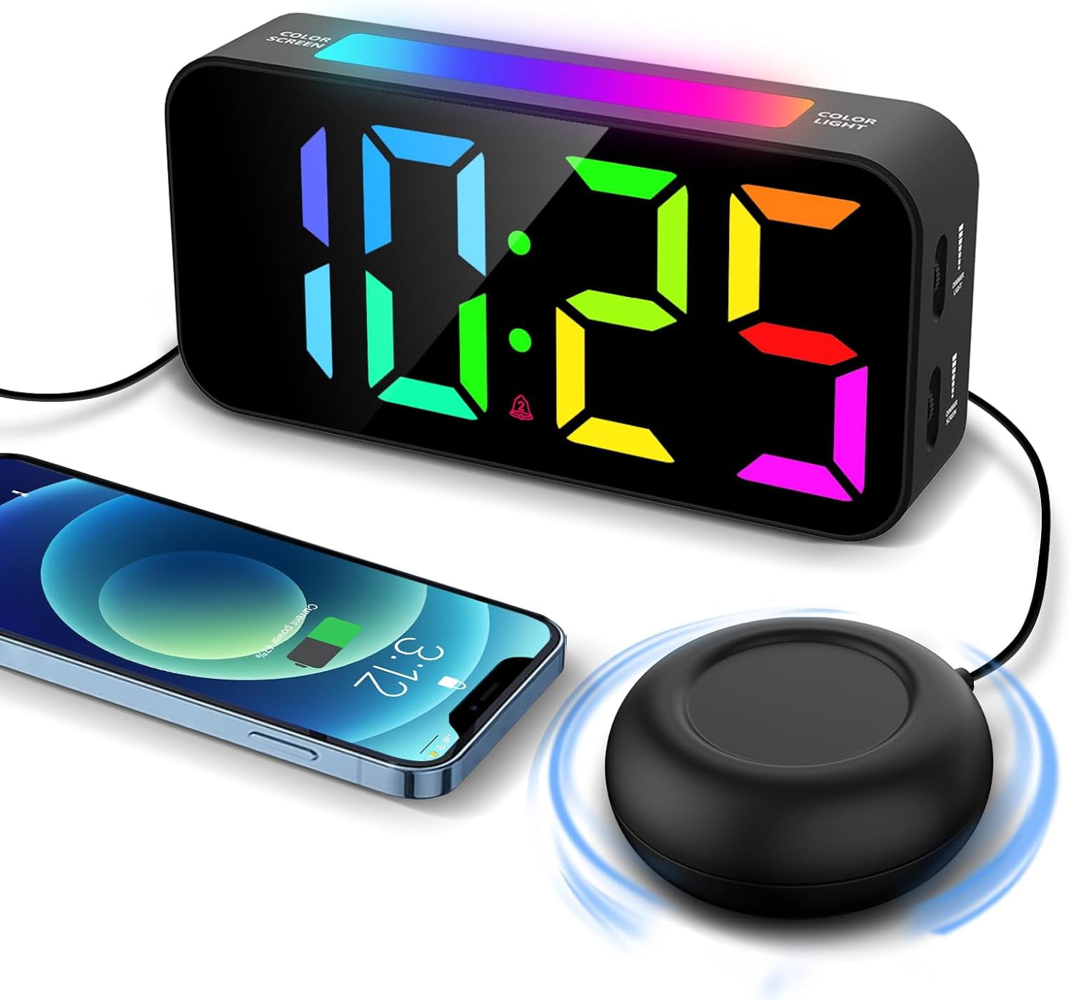 Alarm Clocks for Heavy Sleepers, Vibrating Alarm Clock with Bed Shaker ...