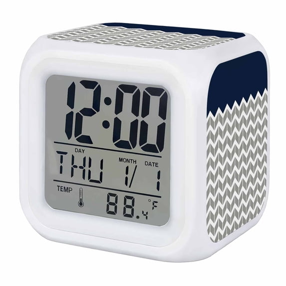 Alarm Clocks Herringbone Pattern Digital Clock 7 Color LED Night Light ...