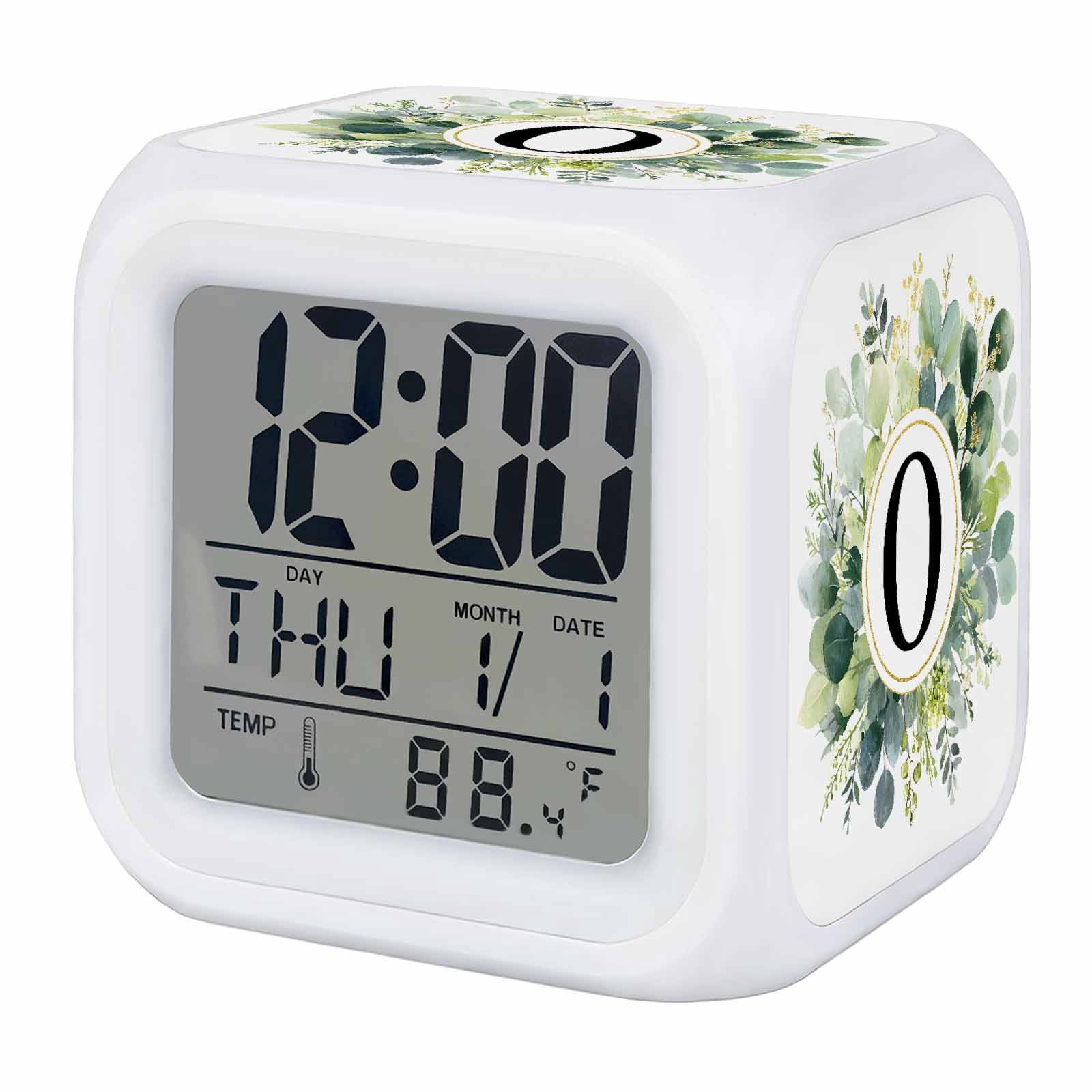 Alarm Clocks Letter O Digital Clock 7 Color LED Night Light Silent Non ...