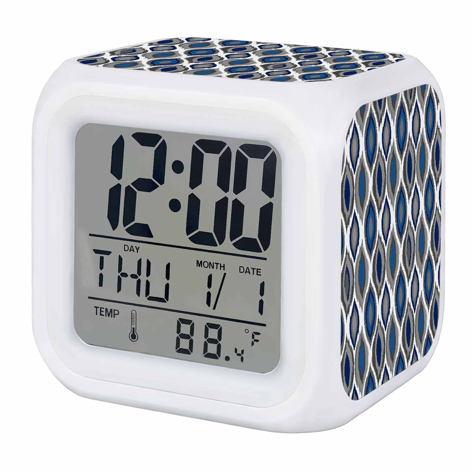 Alarm Clocks Modern Diamond Pattern Digital Clock 7 Color LED Night ...