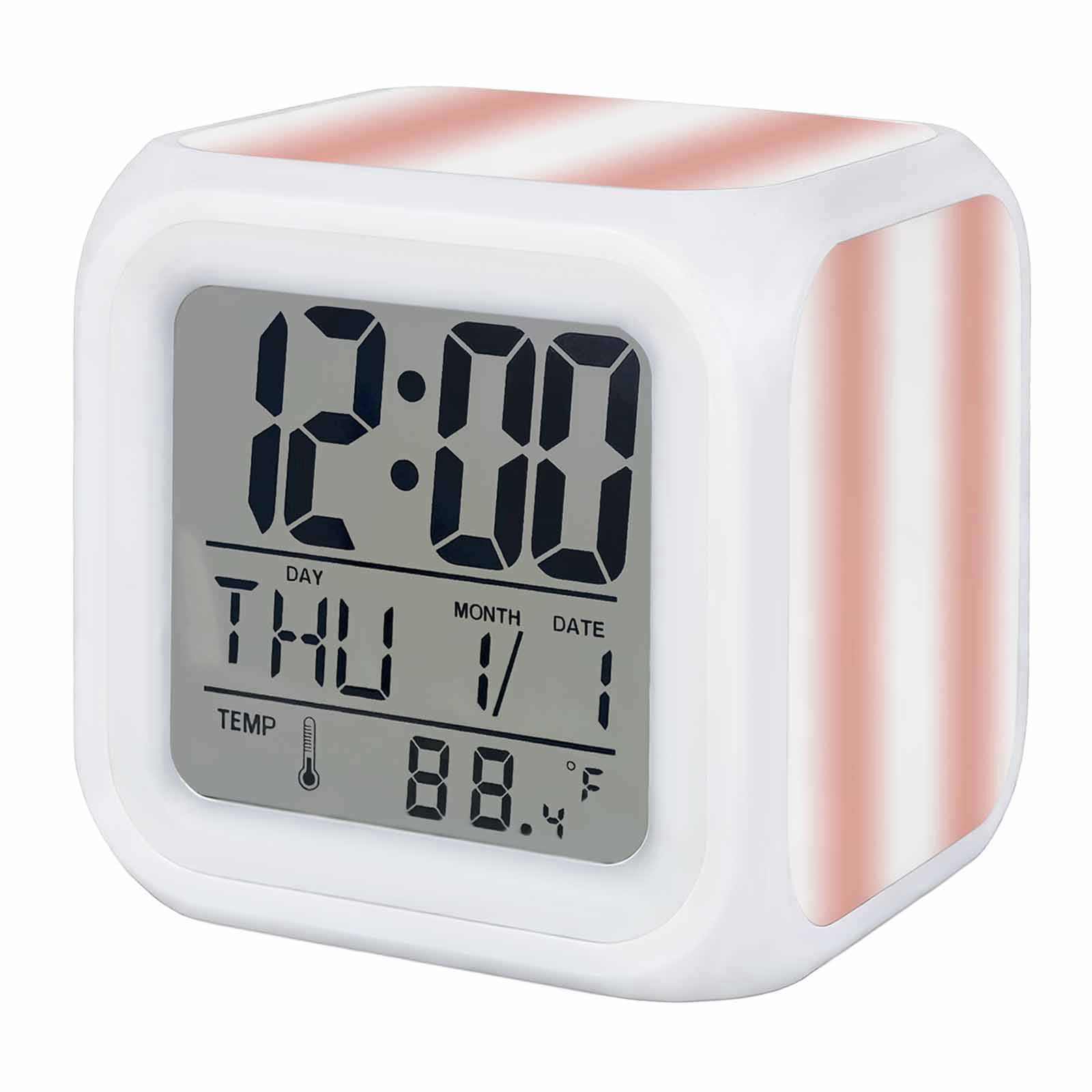 Alarm Clocks Ombre Peach Pink White Digital Clock 7 Color LED Night ...