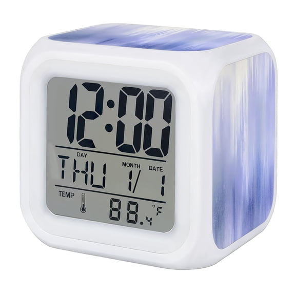 Alarm Clocks Purple Foggy Digital Clock 7 Color LED Night Light Silent ...
